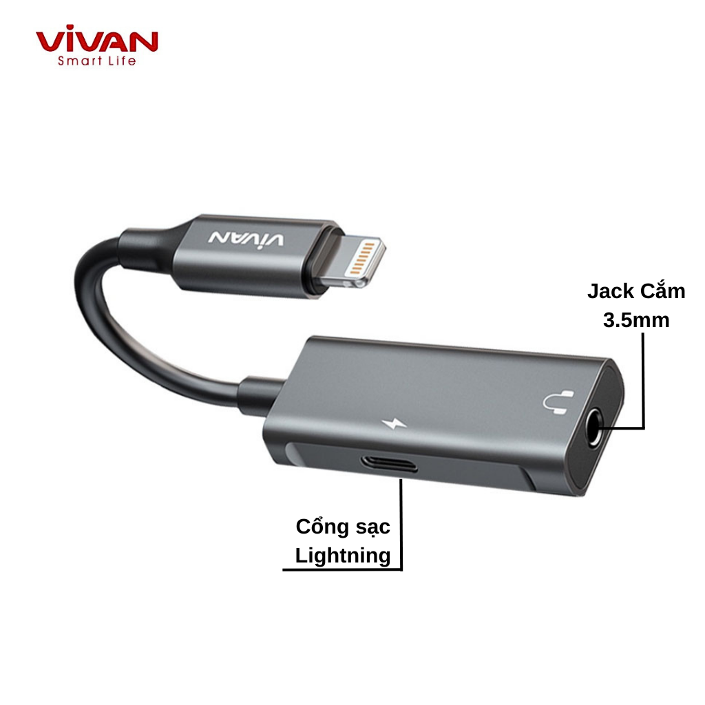 **Jack chuyển Vivan VAL01 lightning ra lightning + 3.5mm