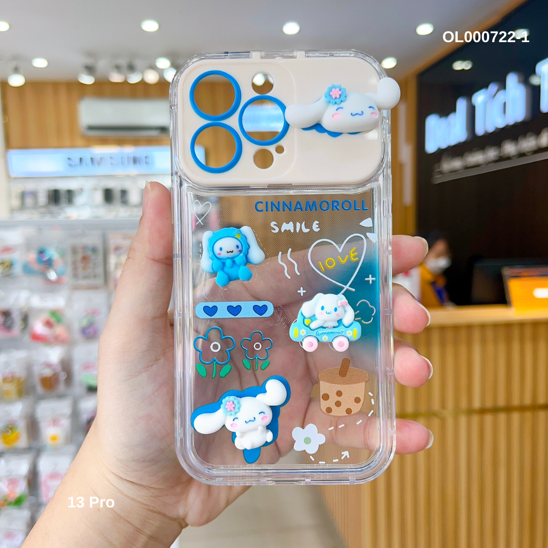 Ốp IP 13 Pro dẻo trong đính nhiều ticker camera gương