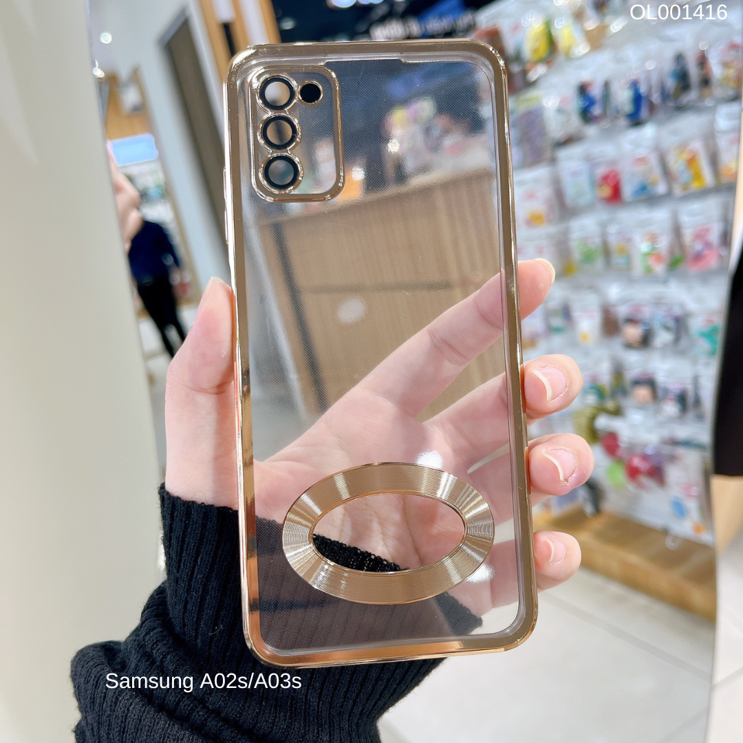 Ốp SS A02s/A03s dẻo trong viền xi khoét Logo