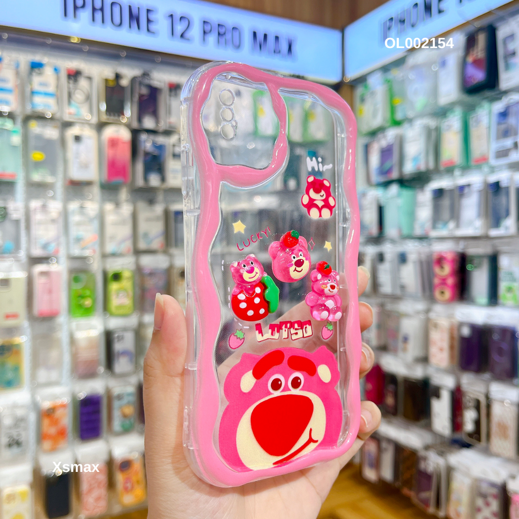 Ốp IP Xs Max dẻo trong đính sticker viền sóng nổi