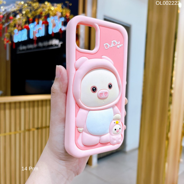 Ốp IP 14 Pro Max dẻo su Heo Du Du nổi
