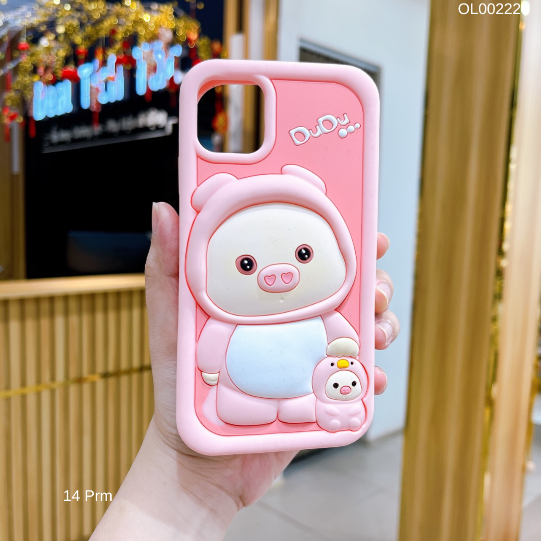 Ốp IP 14 Pro Max dẻo su Heo Du Du nổi