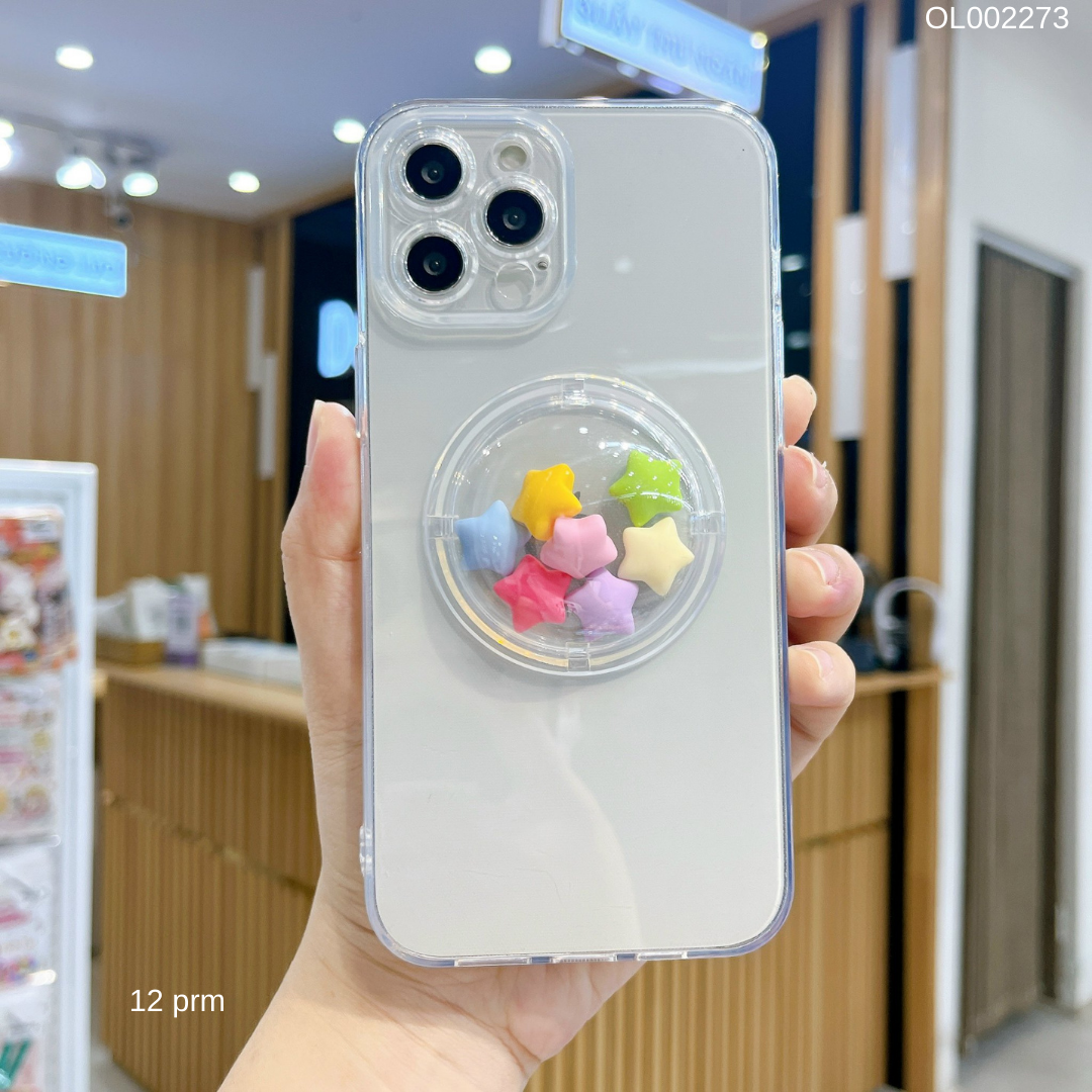 Ốp IP 12 Pro Max dẻo trong kèm xúc xắc/ngôi sao