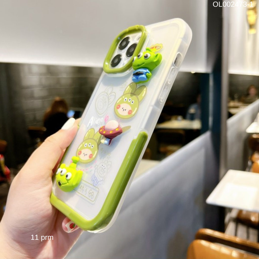 Ốp IP 11 Pro Max dẻo trong đính sticker kèm giá đỡ