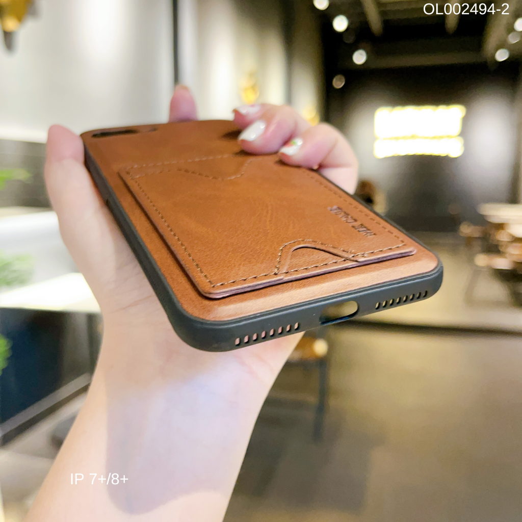 Ốp IP 7+ vân giả da kèm ví card