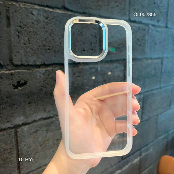 **Ốp IP 15 Pro Aapoo Trong cứng viền màu