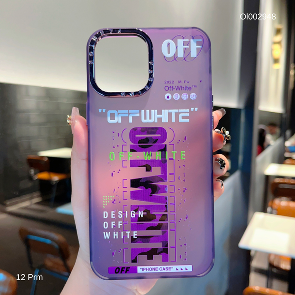 **Ốp IP 12 Pro Max lưng nhám Off - White tím camera titan