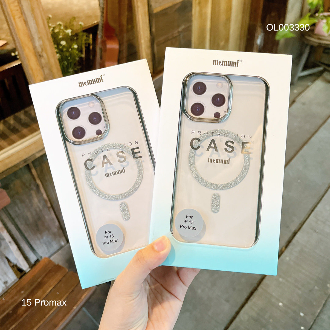 **Ốp IP 15 Pro Max Memumi lưng trong nhũ Magsafe