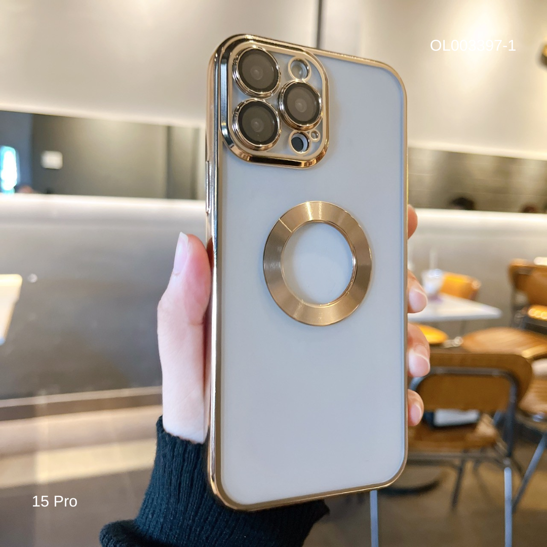Ốp IP 15 Pro dẻo trong viền xi khoét táo