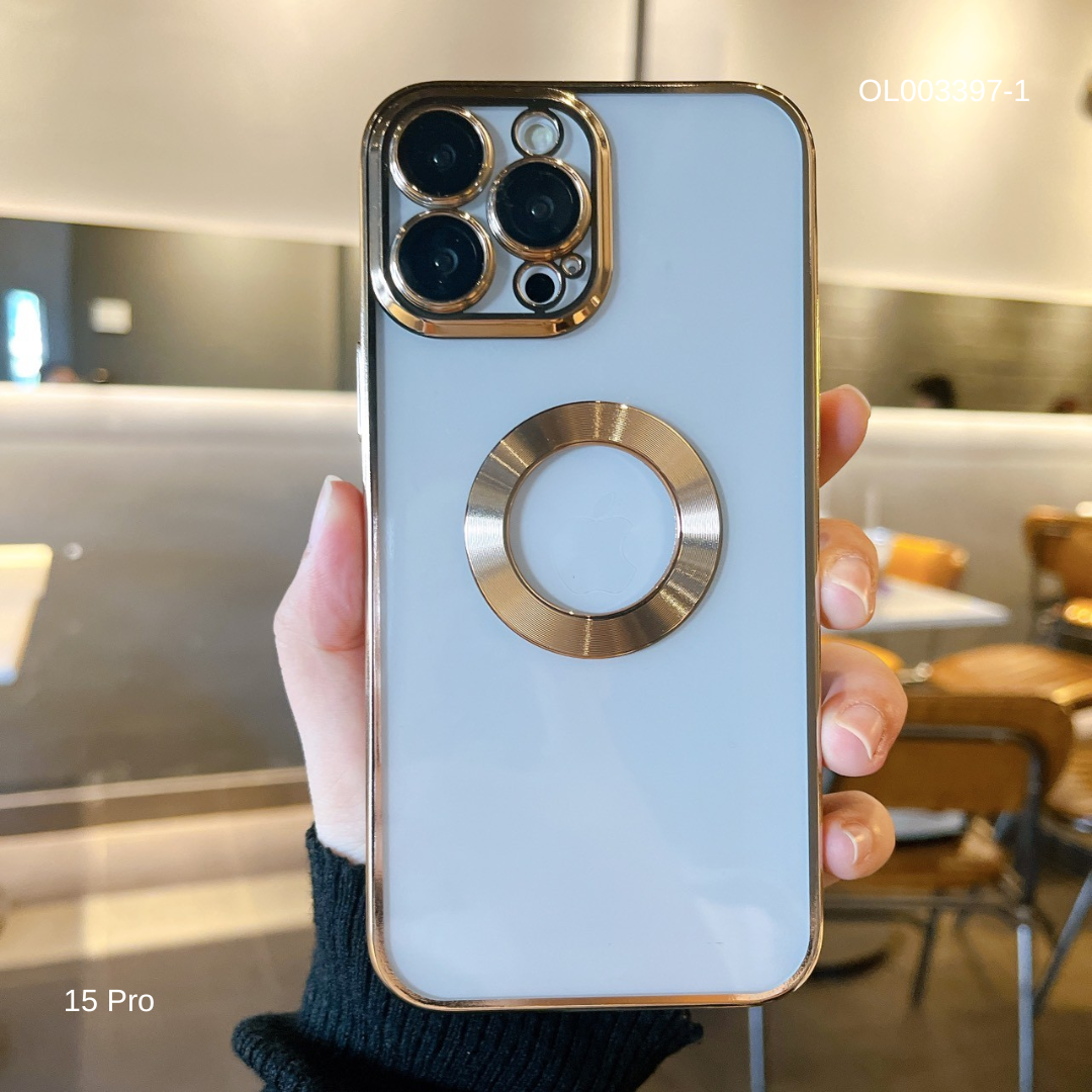 Ốp IP 15 Pro dẻo trong viền xi khoét táo