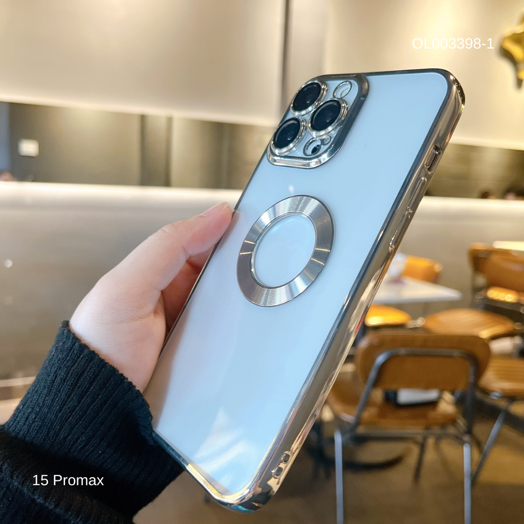 Ốp IP 15 Pro Max dẻo trong viền xi khoét táo