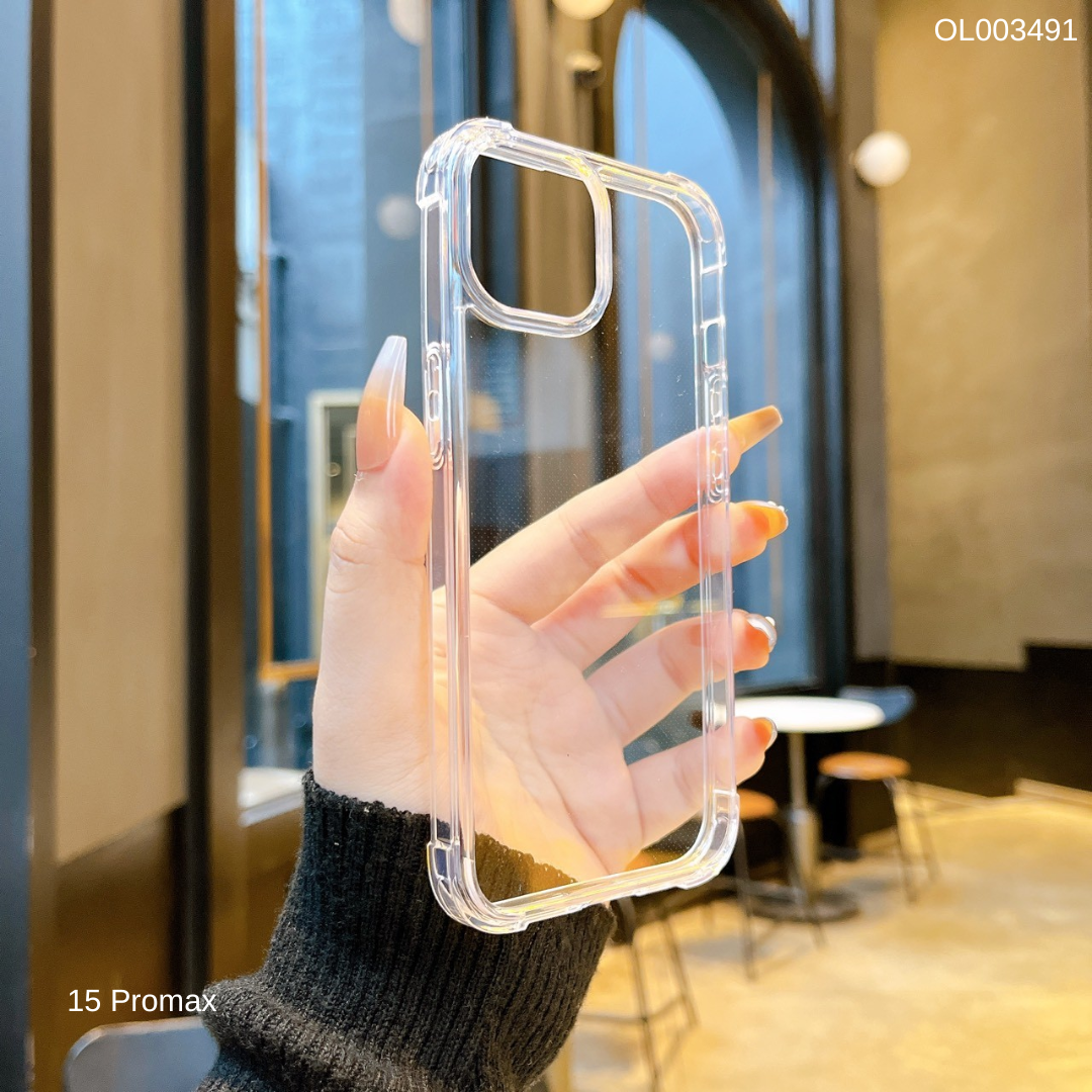 **Ốp IP 15 Pro Max chống sốc lưng kính trong TỐT