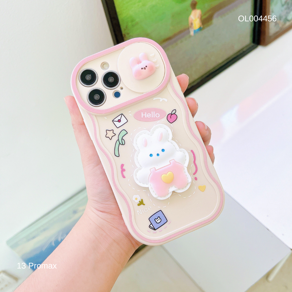 **Ốp IP 13 Pro Max dẻo đính Thỏ trượt camera