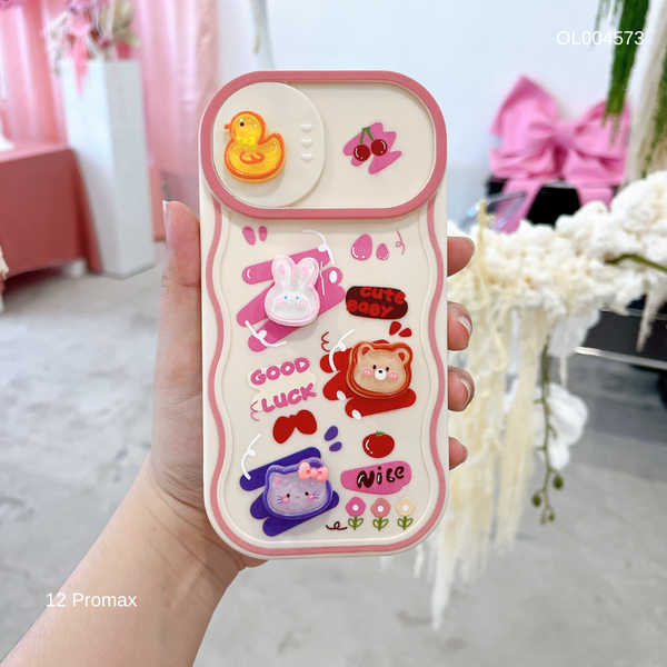 **Ốp IP 12 Pro Max dẻo đính Mickey nice trượt camera