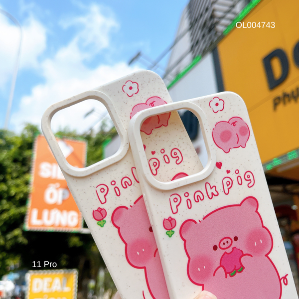 **Ốp IP 11 Pro dẻo lúa mì in Pink Pig