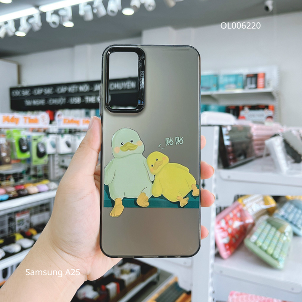 Ốp SS A25 nhám bạc in hình 2 bé vịt