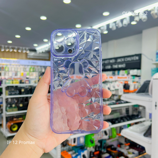 **Ốp IP 12 Pro Max dẻo kim cương Gấu nổi