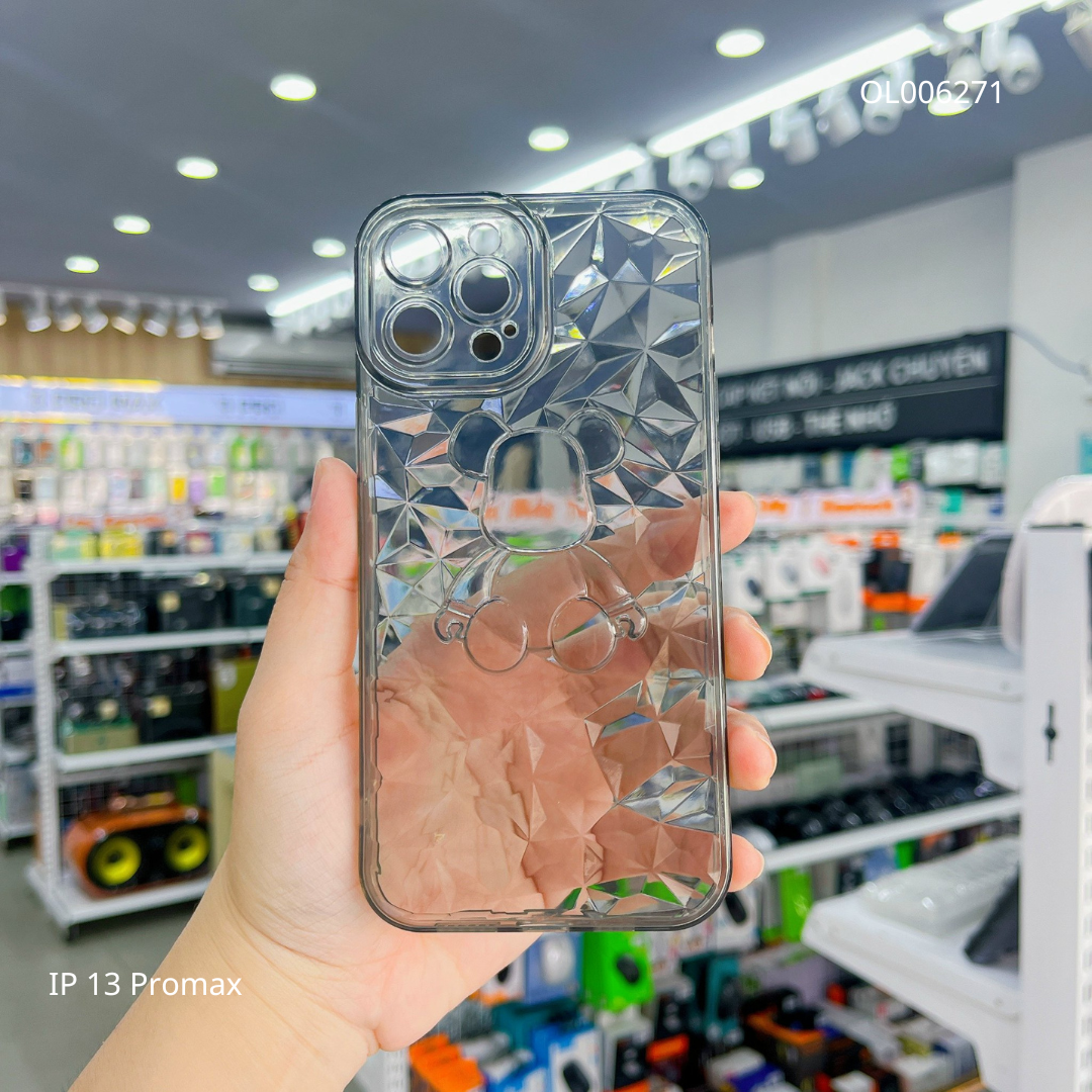 **Ốp IP 13 Pro Max dẻo kim cương Gấu nổi
