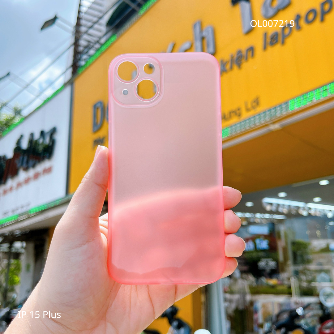 Ốp IP 15 plus nhám siêu mỏng bảo vệ camera