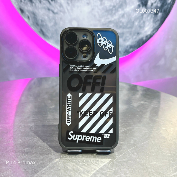 Ốp IP 14 Pro Max dẻo đen Off white viền nhám