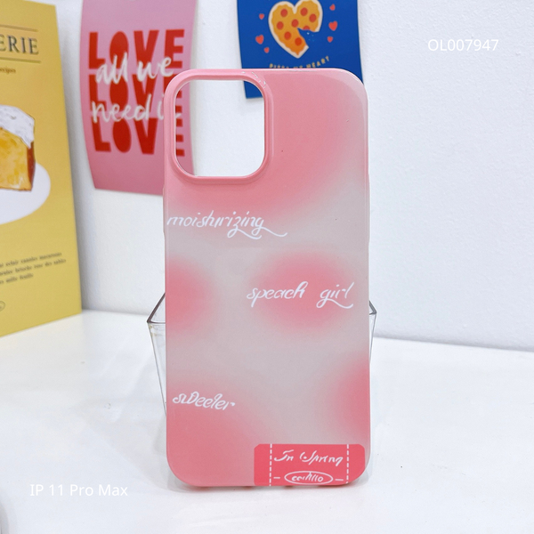 ** Ốp IP 11 Pro Max lưng cứng loang màu hồng Speach girl