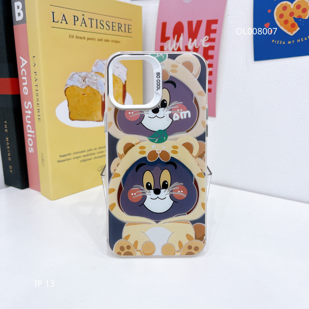 Ốp IP 13 6.1 lưng cứng 2 mèo Tom áo hổ