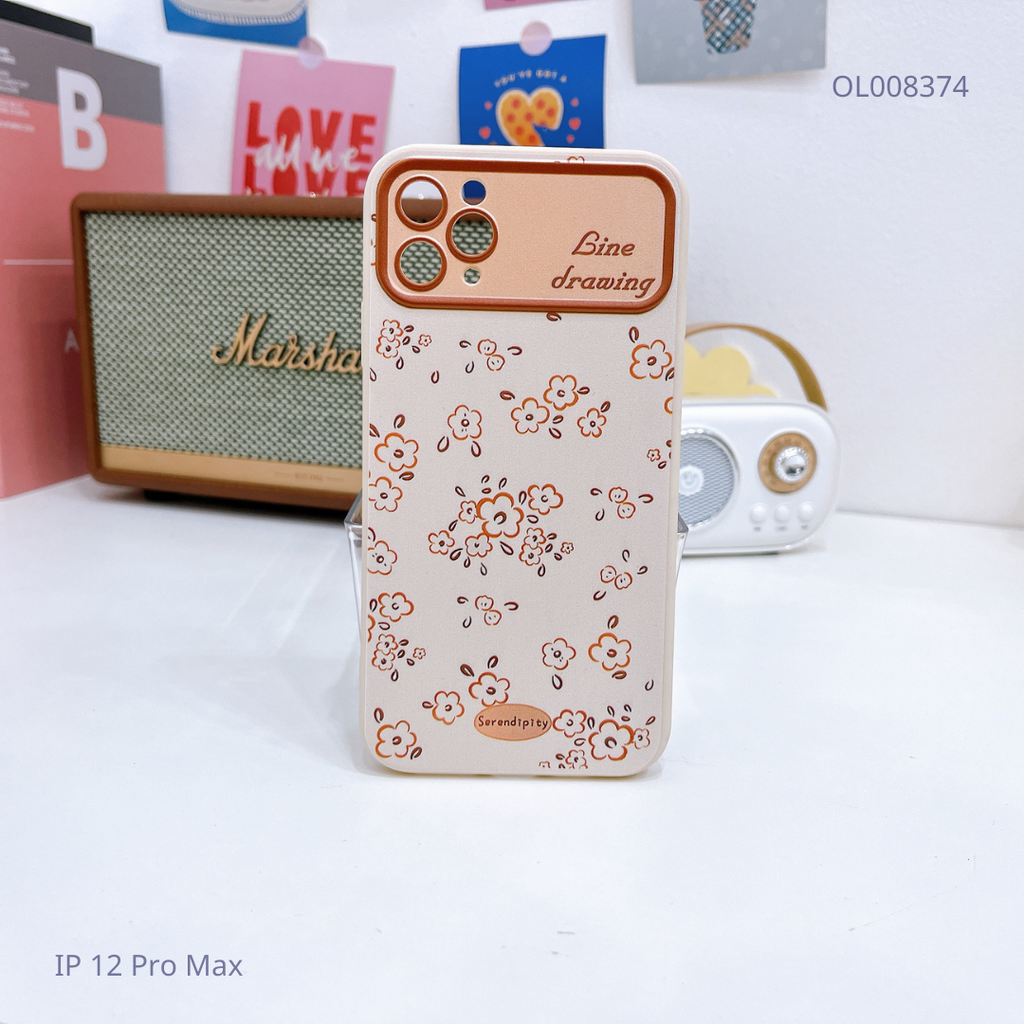 Ốp IP 12 Pro Max Dẻo in Họa Tiết Hoa nhỏ phối camera