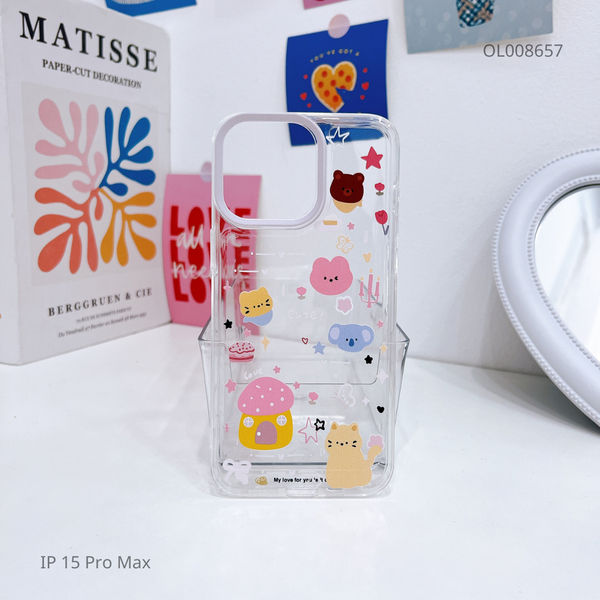 Ốp IP 15 Pro Max lưng dẻo trong nhiều icon Mèo my love
