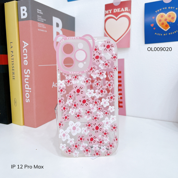 ** Ốp IP 12 Pro Max dẻo trong Hoa camera tai gấu