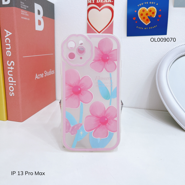 ** Ốp IP 13 Pro Max dẻo in 3 Flower camera hoa