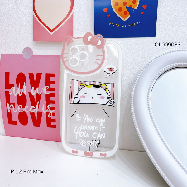 ** Ốp IP 12 Pro Max dẻo in mèo trắng ngủ camera kitty