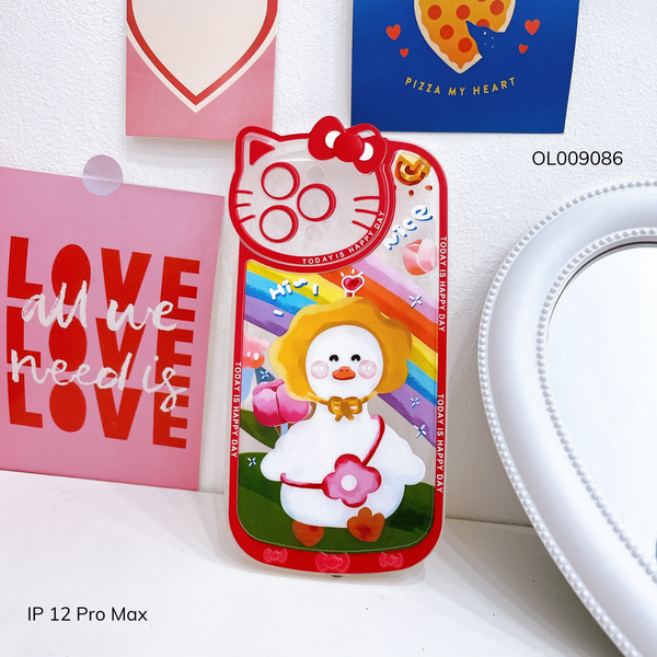 ** Ốp IP 12 Pro Max dẻo in Vịt trắng Hi camera kitty