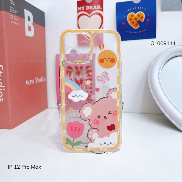 ** Ốp IP 12 Pro Max dẻo in Gấu nâu camera Tulip