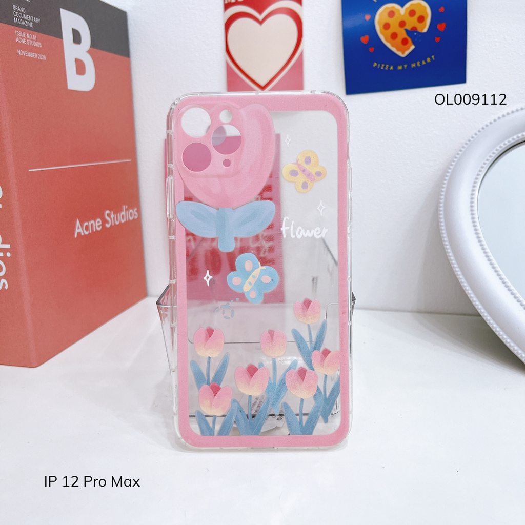 ** Ốp IP 12 Pro Max dẻo in Bướm flower camera Tulip