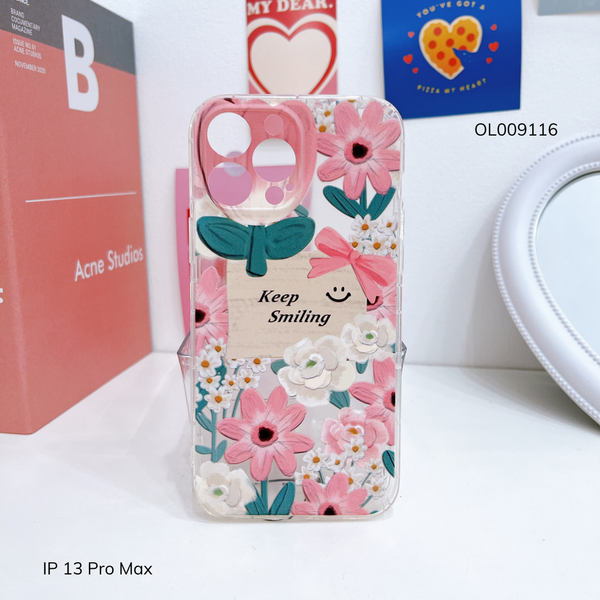 ** Ốp IP 13 Pro Max dẻo in Keep smiling camera Tulip