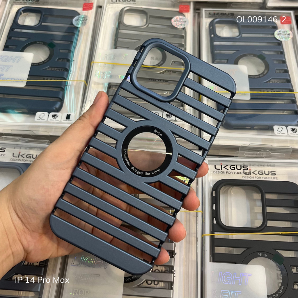 **Ốp IP 14 Pro Max Likgus tản nhiệt sọc ngang rỗng