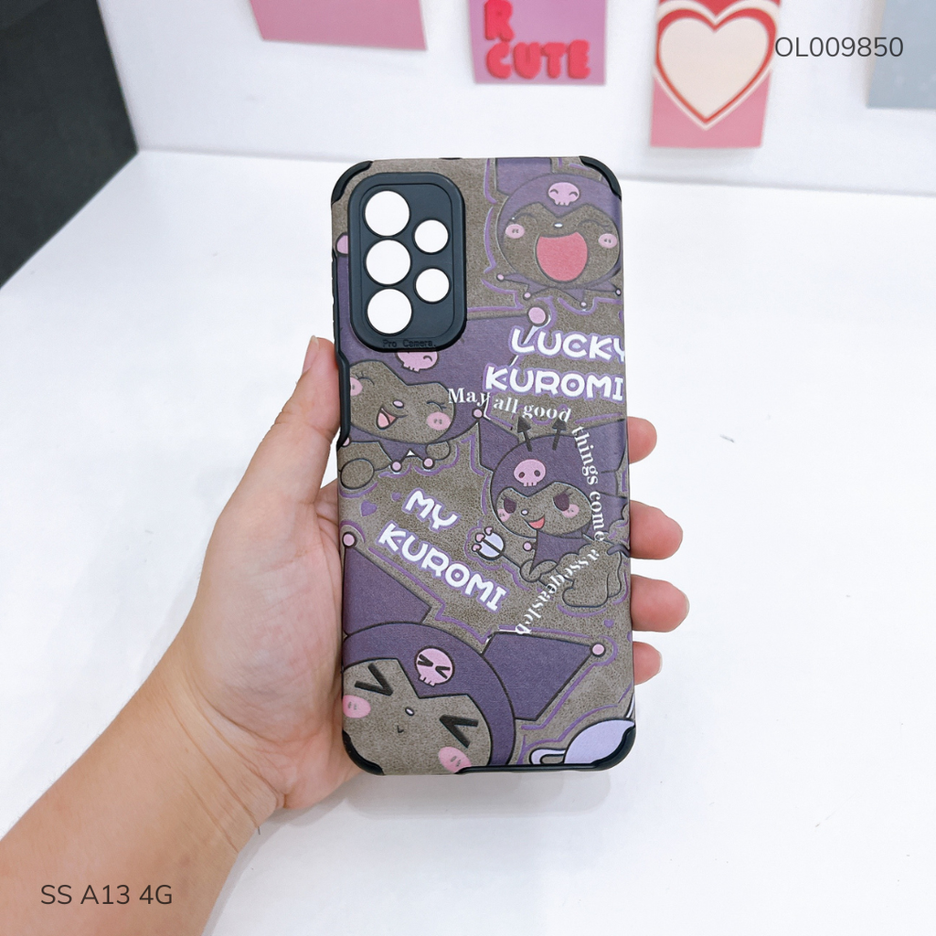 Ốp SS A13 4G giả da lộn Kuromi tím