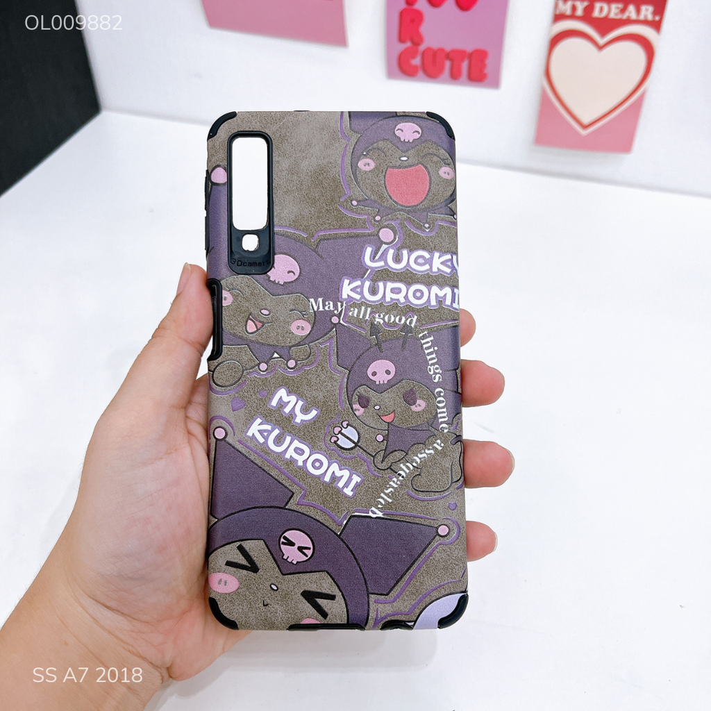 Ốp SS A7 2018 giả da lộn Kuromi tím