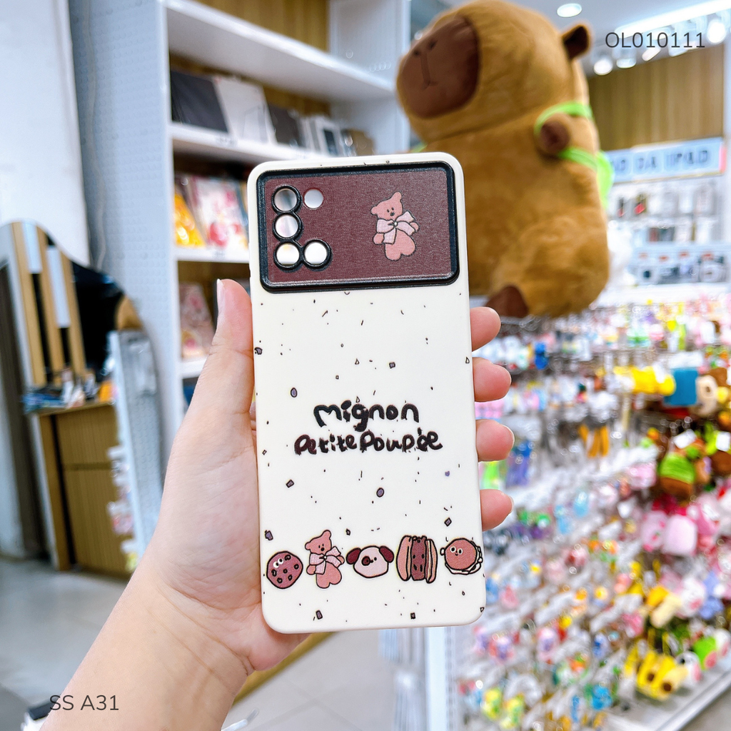 Ốp SS A31 dẻo in Gấu bánh Mignon phối camera
