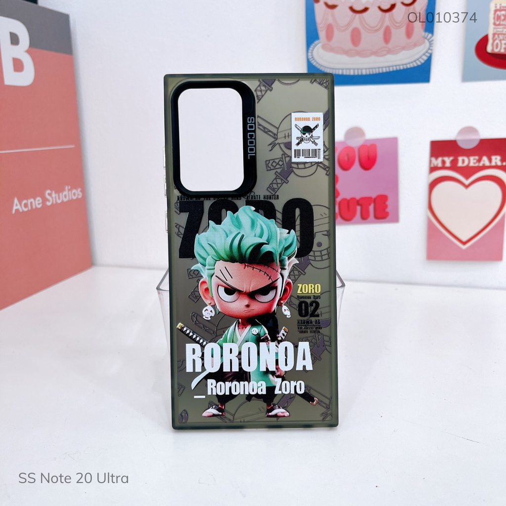 Ốp SS Note 20 Ultra lưng cứng Roronoa viền đen nút bạc