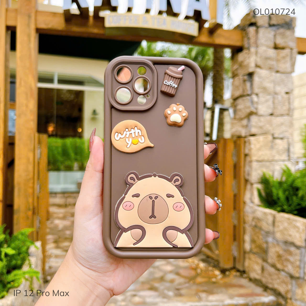 Ốp IP 12 Pro Max dẻo Capybara with you viền nổi