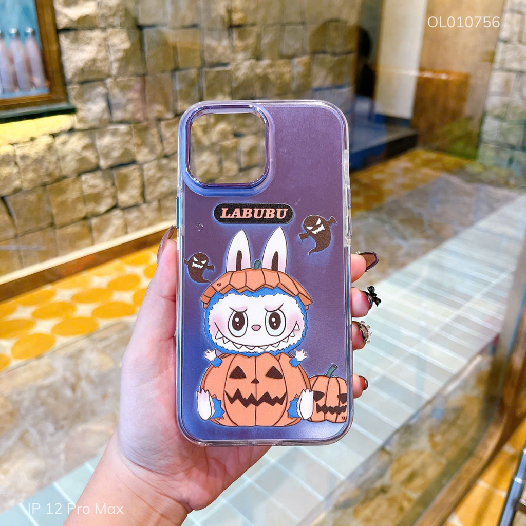 ** Ốp IP 12 Pro Max Labubu bí đỏ 2 lớp viền