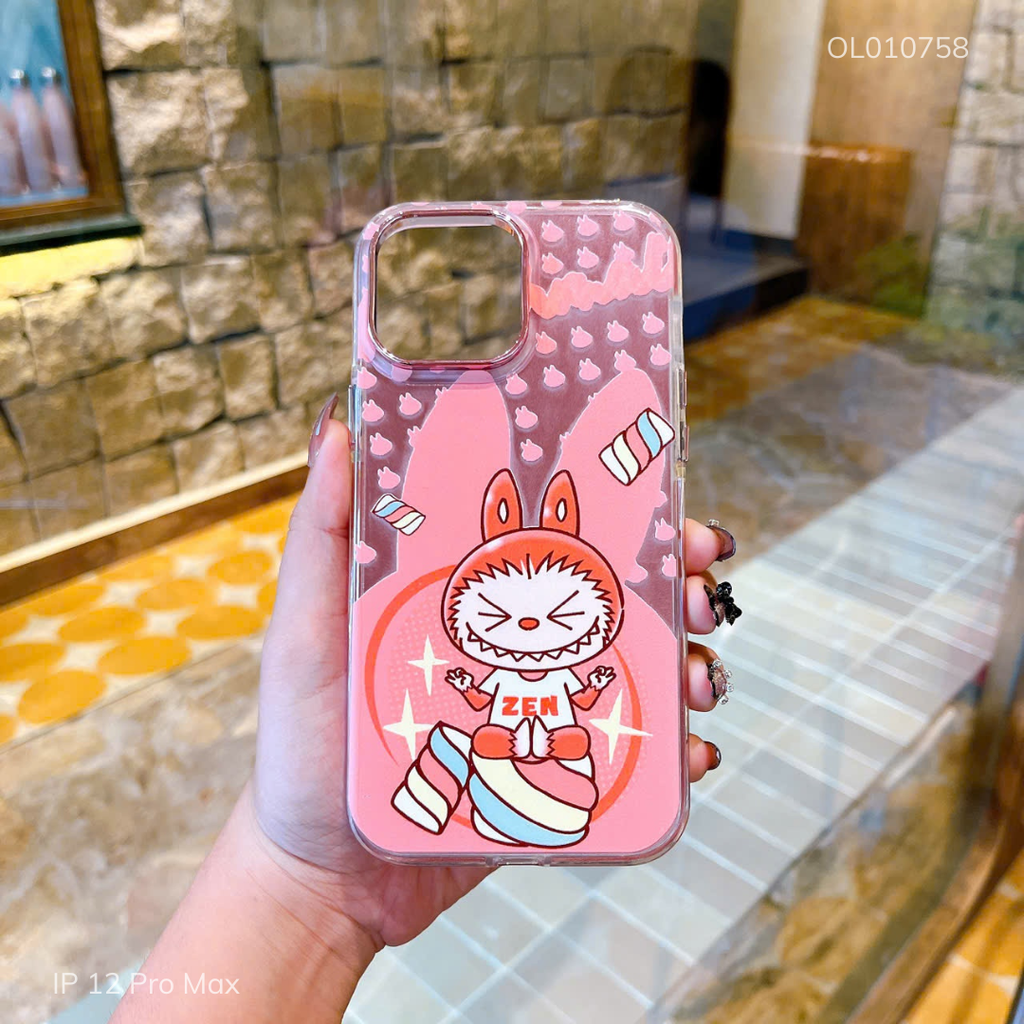 ** Ốp IP 12 Pro Max Labubu đỏ áo Zen 2 lớp viền