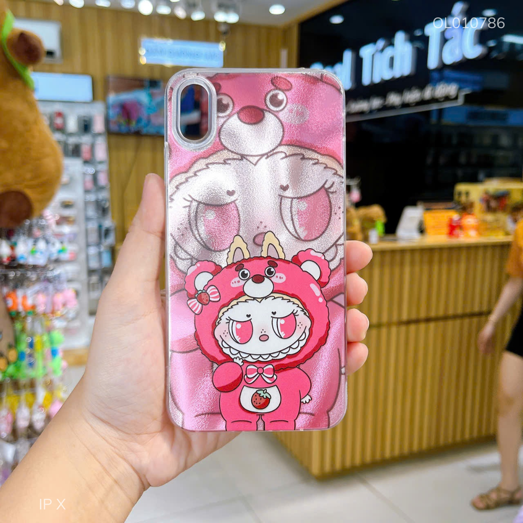 Ốp IP X sóng bạc Labubu đội Lotso