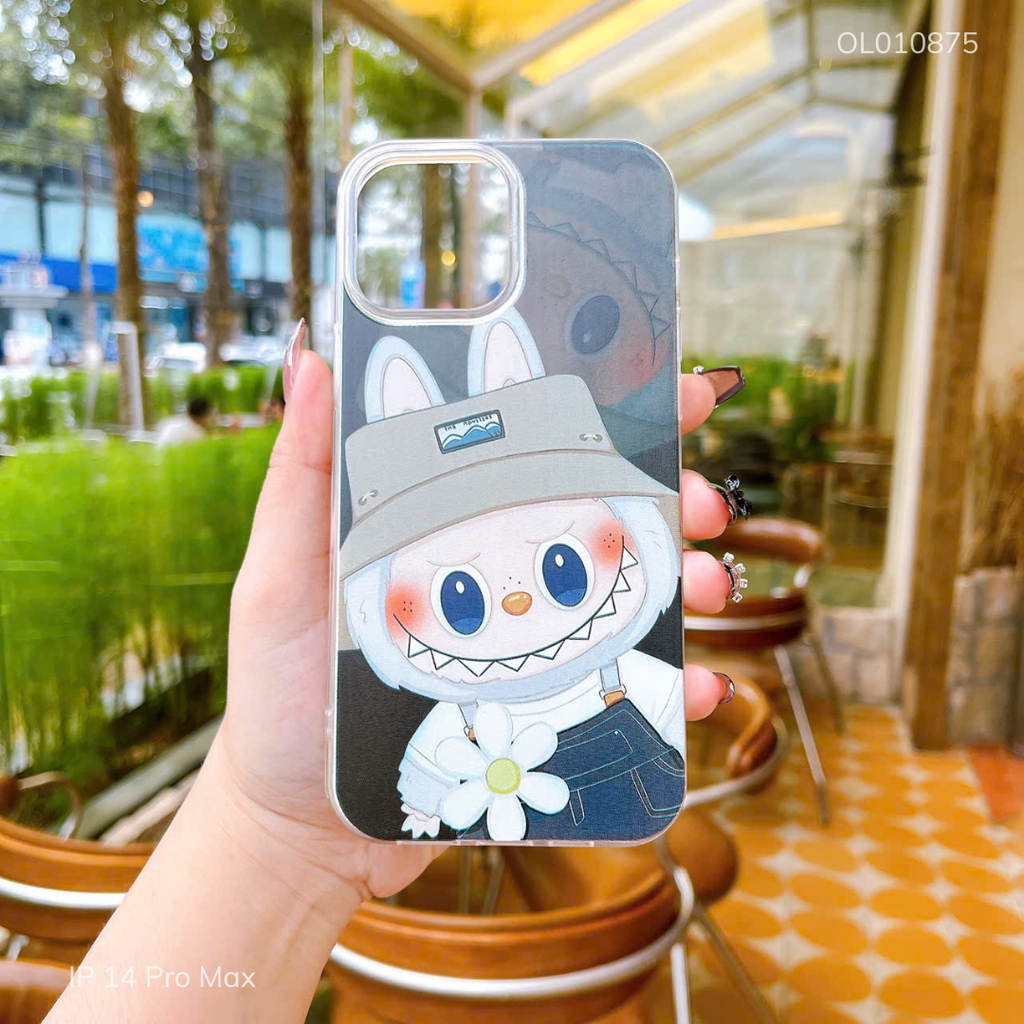 Ốp IP 14 Pro Max sóng bạc Labubu đội nón