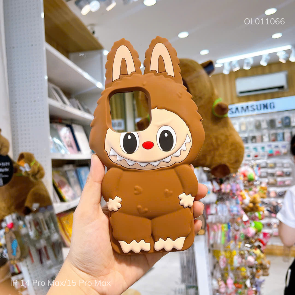 ** Ốp IP 13 Pro Max dẻo su Labubu nâu
