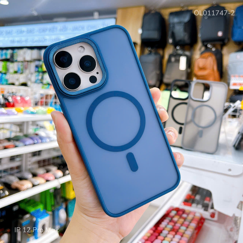 Ốp IP 12 Pro Max nhám Magsafe vân viền camera