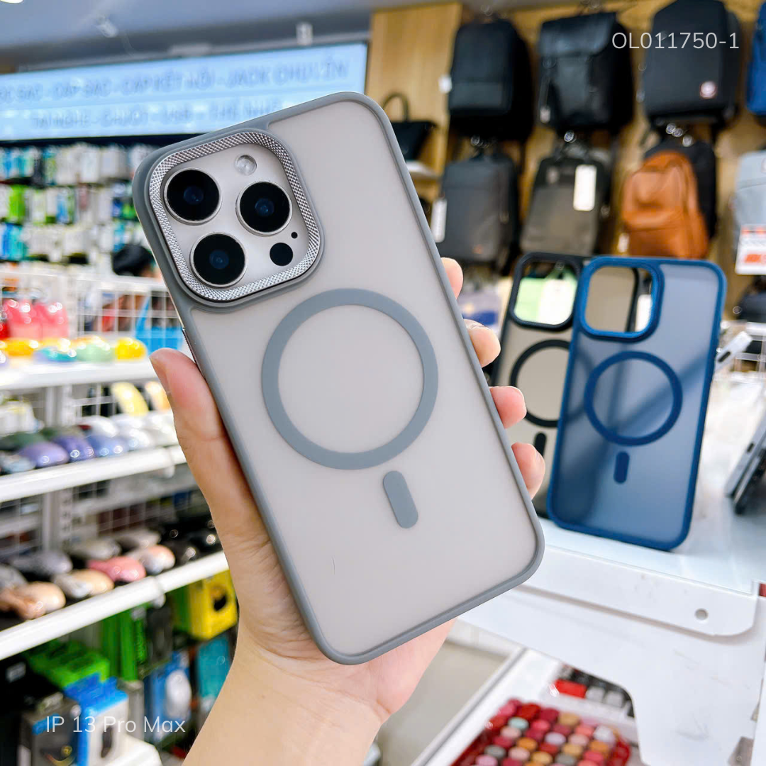 Ốp IP 13 Pro Max nhám Magsafe vân viền camera