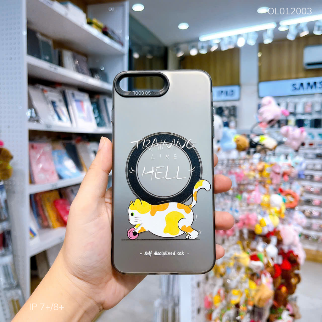 Ốp IP 7+/8+ nhám bạc Mèo training