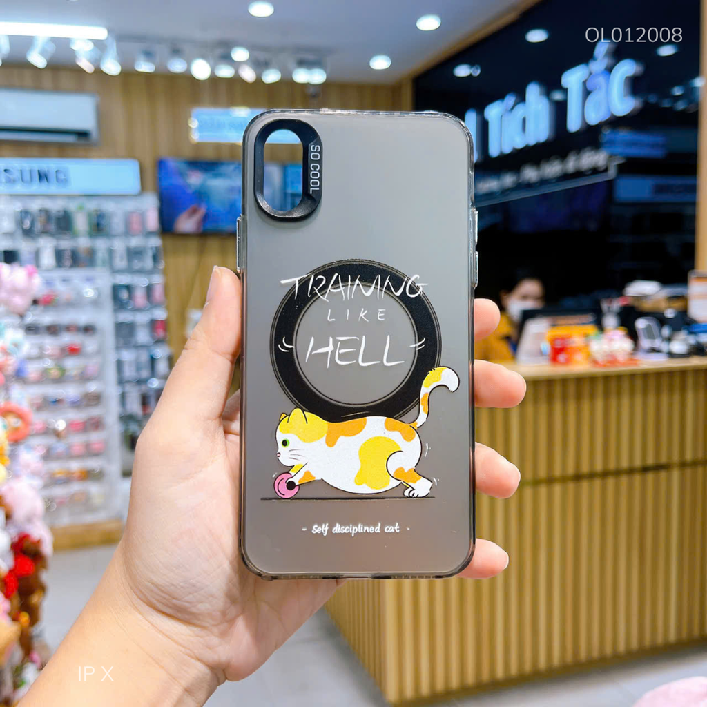 Ốp IP X nhám bạc Mèo training